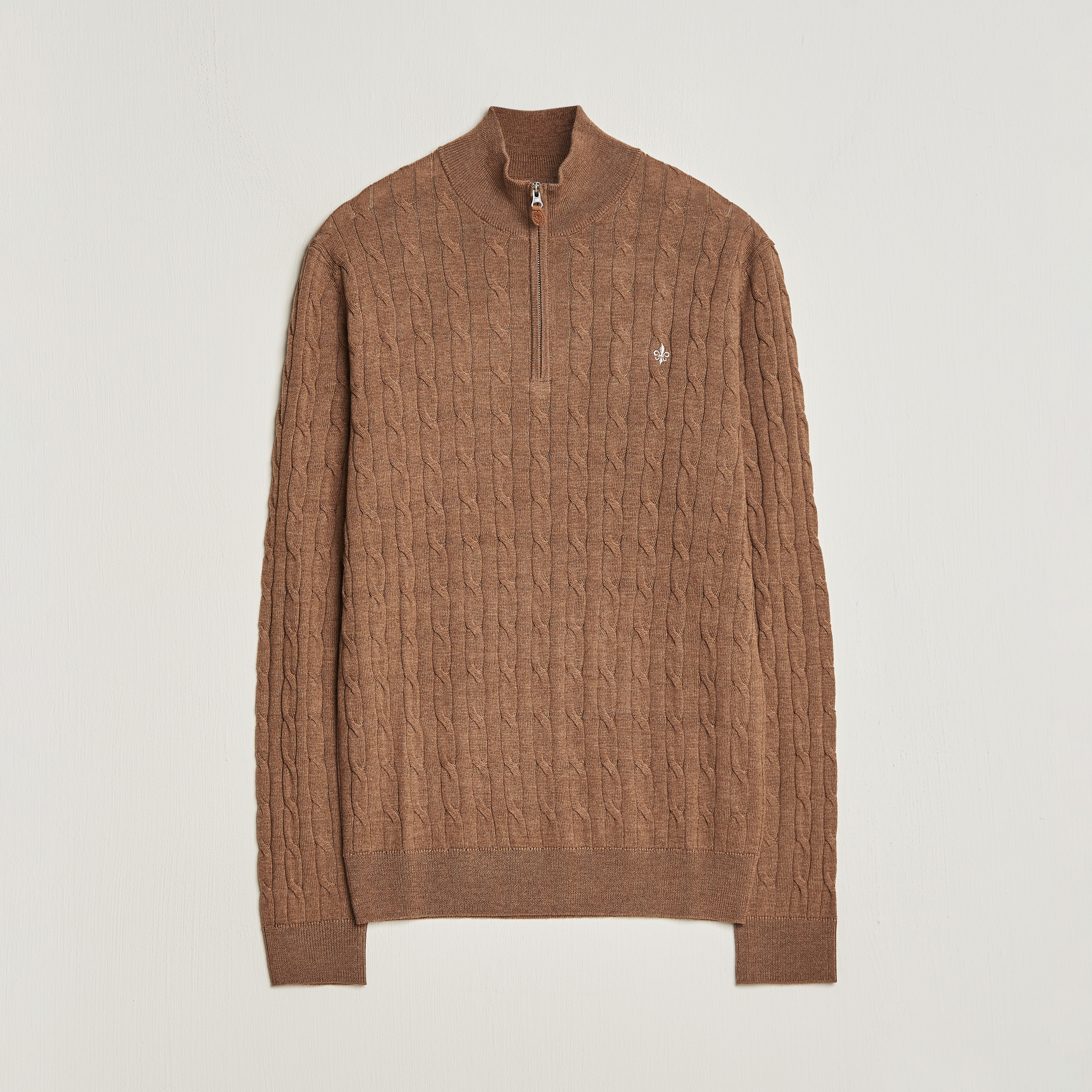 Morris Merino Cable Half Zip Camel en CareOfCarl.es