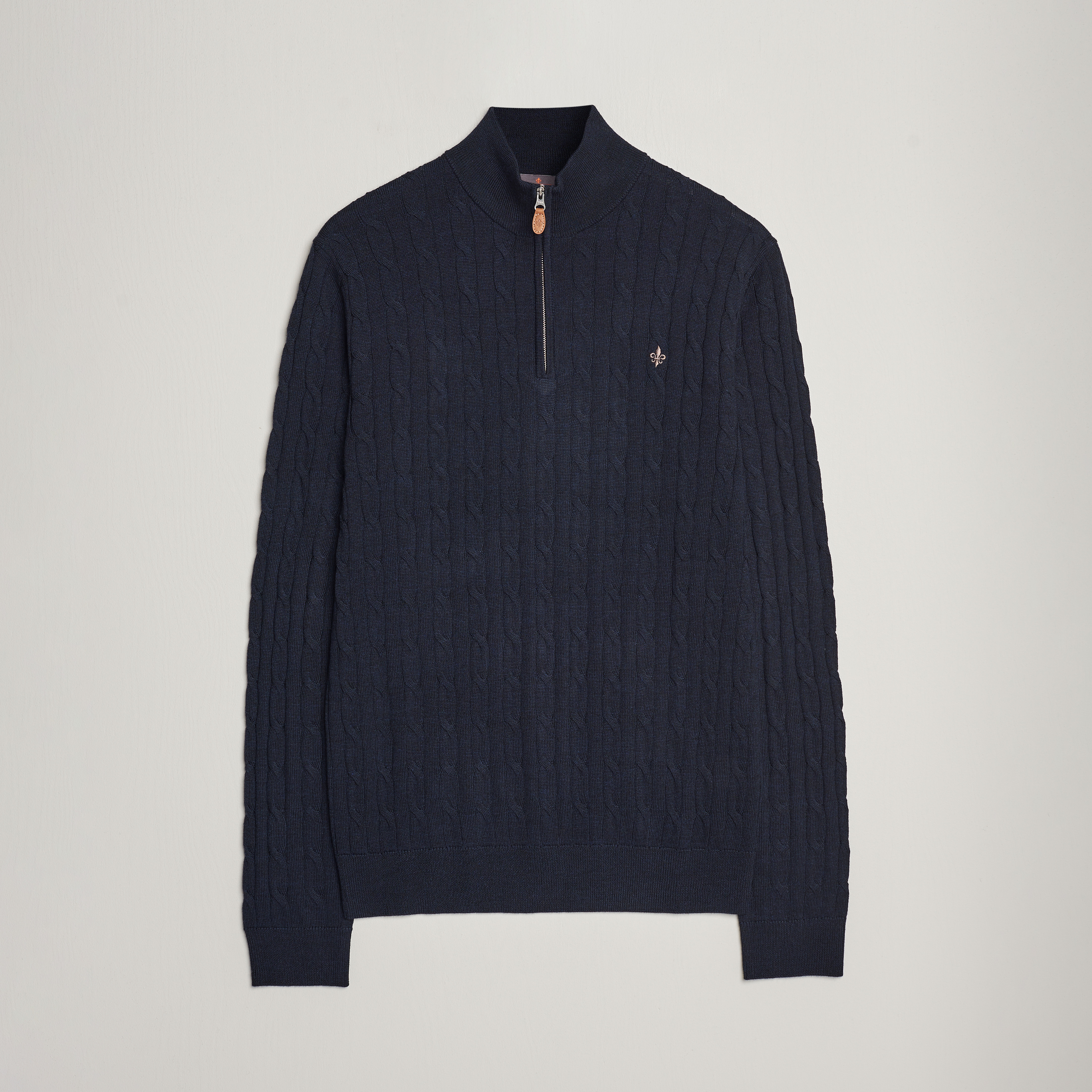 Morris Merino Cable Half Zip Navy en CareOfCarl.es