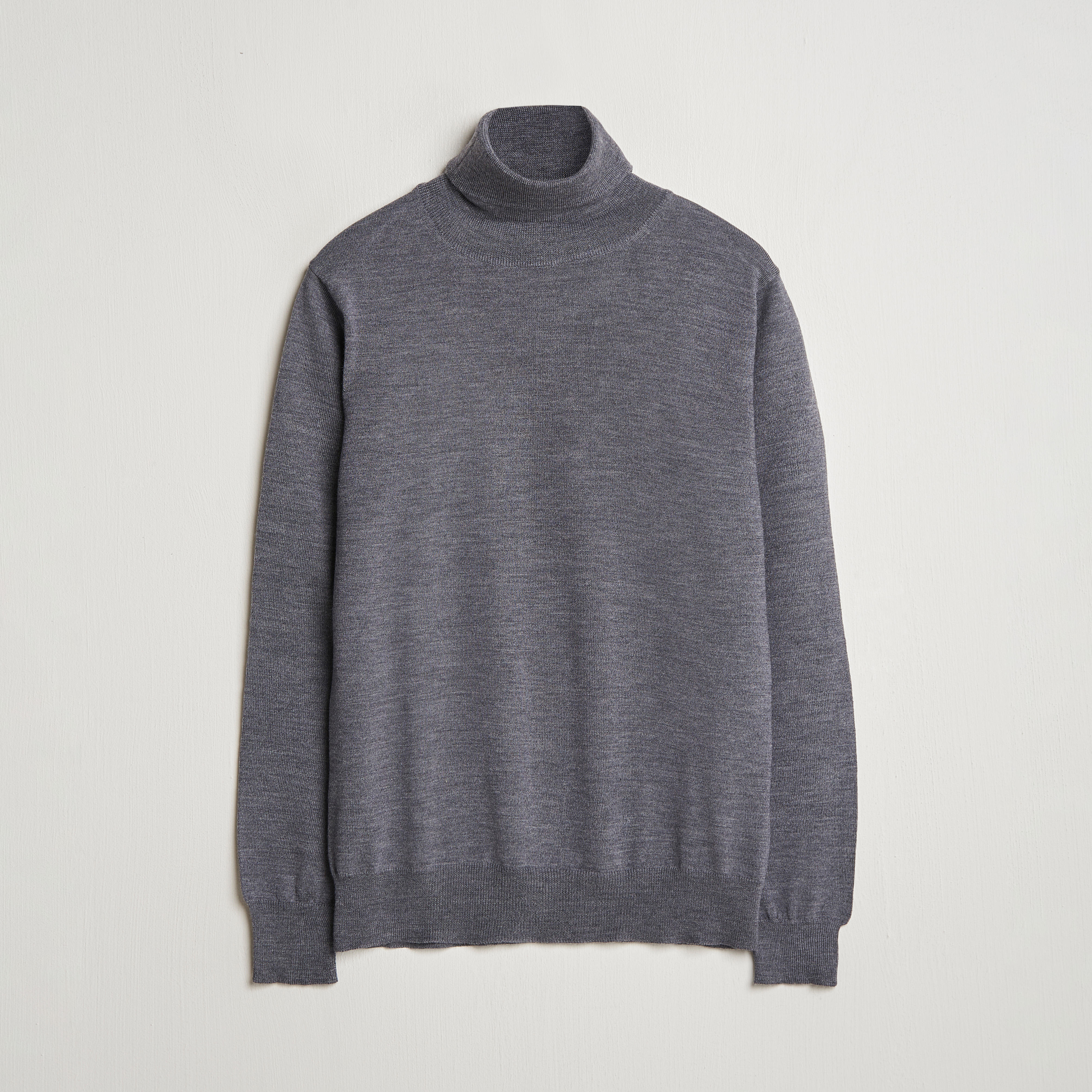 Morgano Extra Fine Merino Wool Rollneck Mid Grey en CareOfCarl.es