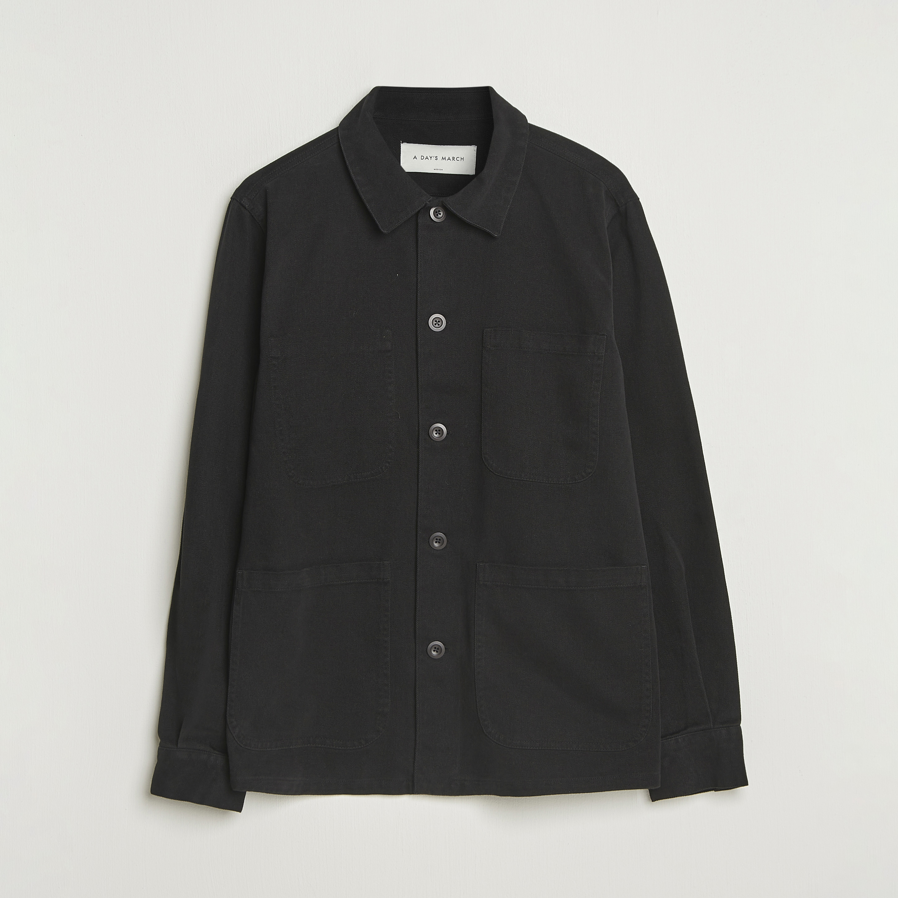 A Day's March Algot Cotton Lyocell Overshirt Black en CareOfCarl.es